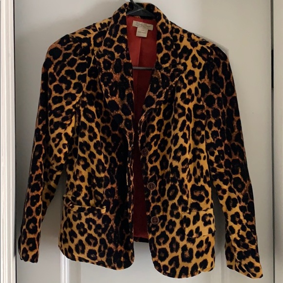 Lucky Brand | Jackets & Coats | Lucky Brand Leopard Print Velvet Blazer ...